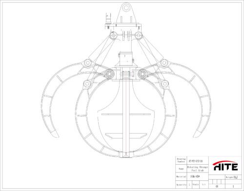 Excavator Rotatable Orange Peel grab | Rotating Grabs | HITE