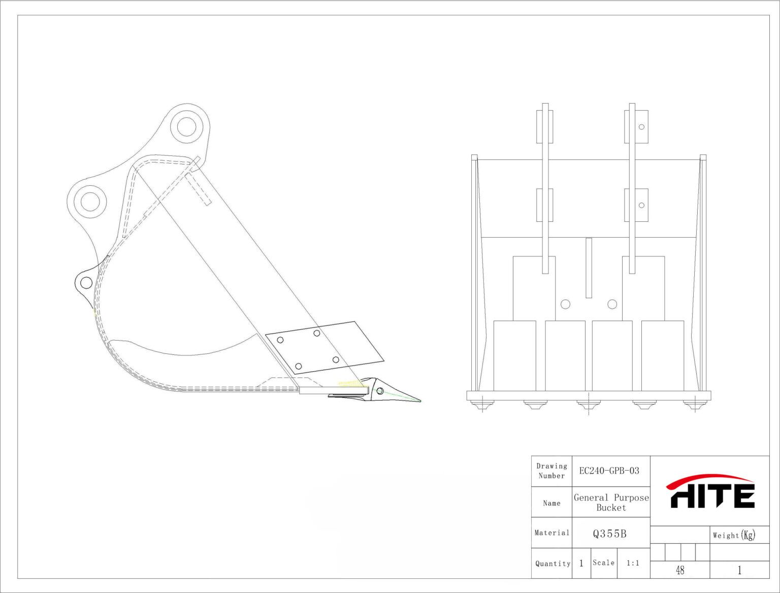 GP Bucket | Excavator General Purpose Bucket| HITE