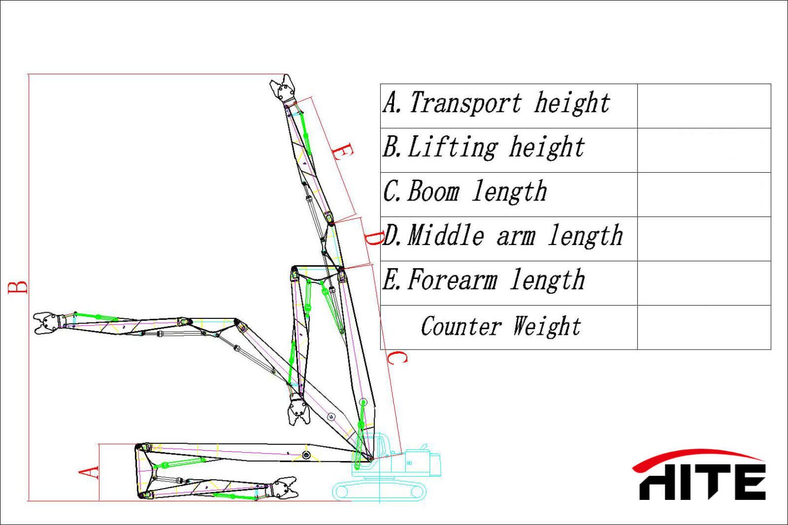 Excavator High Reach Demolition Boom | HITE