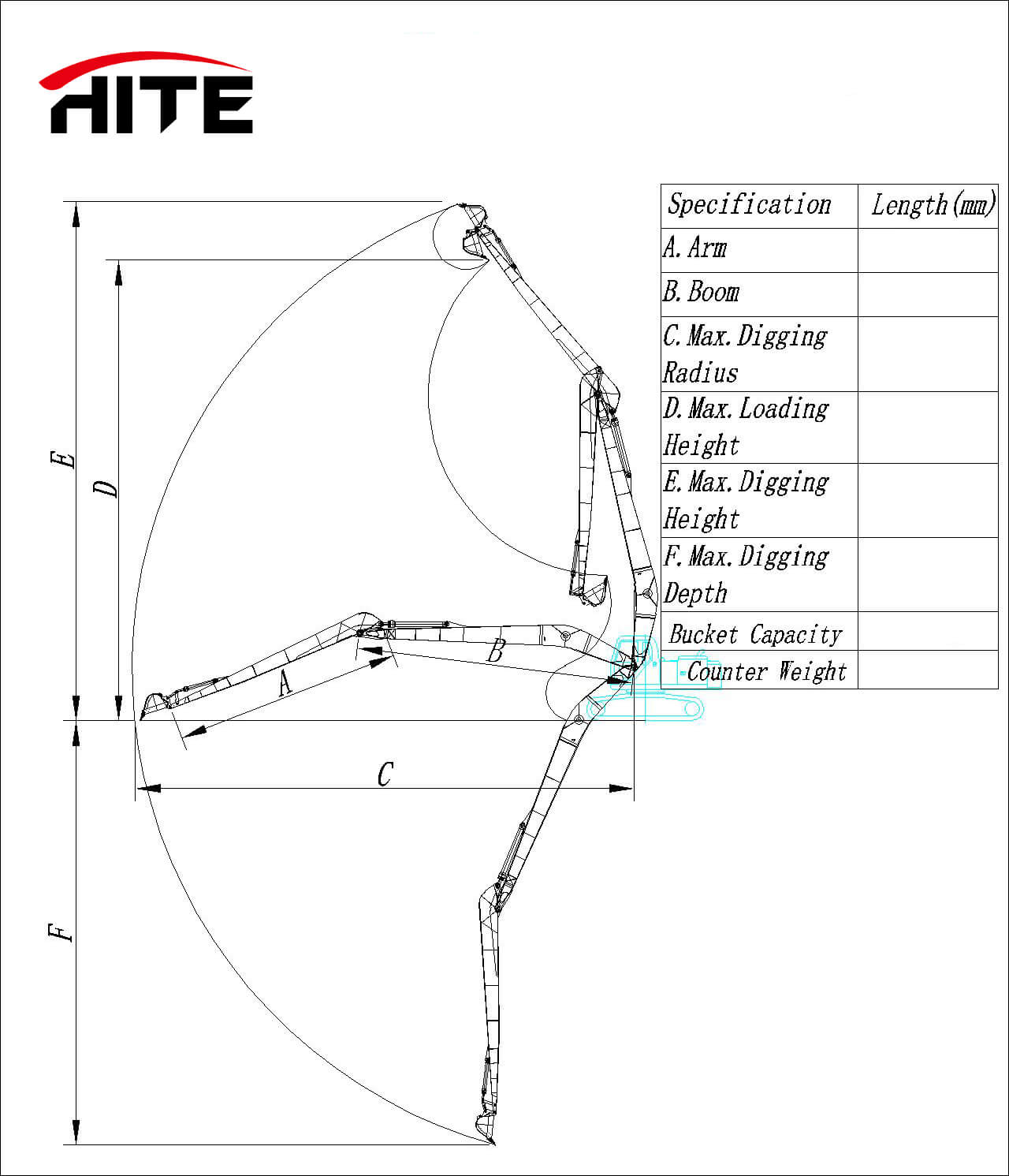 Excavator Long Reach Boom | Long Reach Front | HITE